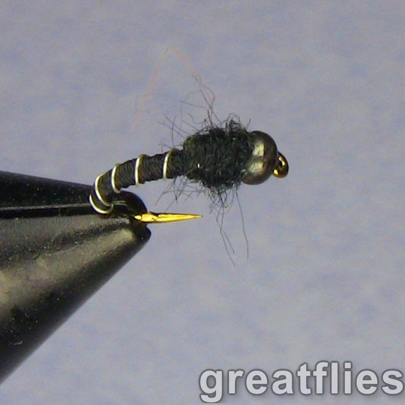 1 dozen (12) – Zebra Midge – Black Bead Head – Great Flies