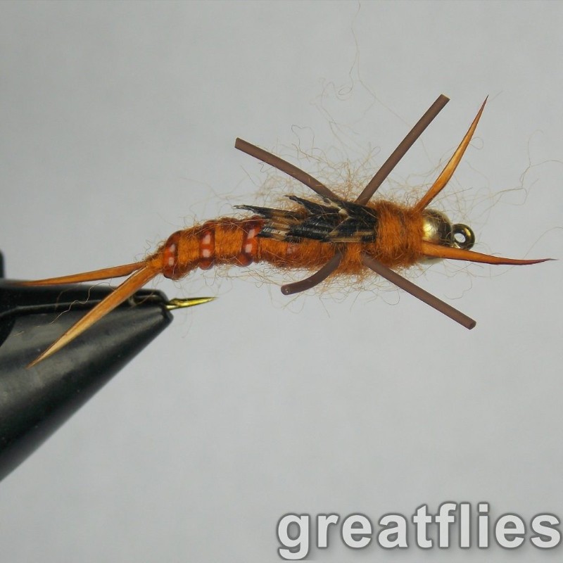 1 dozen (12) – Kaufmann’s Stonefly Nymph – BROWN – Bead Head – Rubber ...